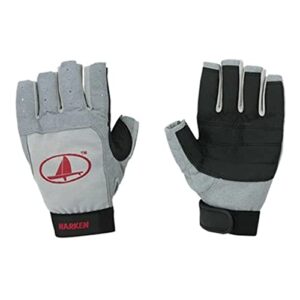 harken sport classic 3/4 finger glove, grey/black/red, large