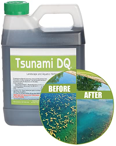 Tsunami DQ Aquatic Herbicide- Quart - 37.3 Percent Diquat Dibromide – Concentrated Aquatic Weed Killer for Lakes and Ponds - Duckweed, Watermeal, Curly Leaf, Pondweed & Many More