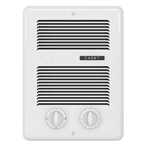 Cadet Com-Pak Bath Electric Wall Heater Complete Unit with Thermostat and Timer (Model: CBC103TW, Part: 65101), 3415 BTU, 240/120 Volt, 1000 Watt, White