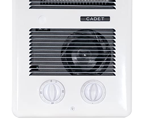 Cadet Com-Pak Bath Electric Wall Heater Complete Unit with Thermostat and Timer (Model: CBC103TW, Part: 65101), 3415 BTU, 240/120 Volt, 1000 Watt, White