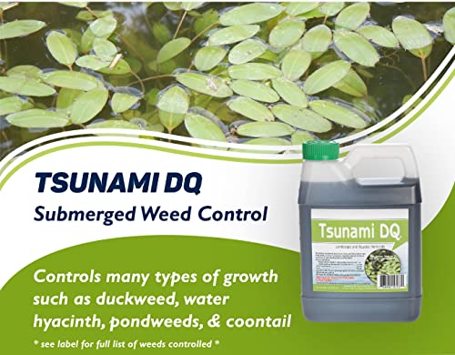 Tsunami DQ Aquatic Herbicide- Quart - 37.3 Percent Diquat Dibromide – Concentrated Aquatic Weed Killer for Lakes and Ponds - Duckweed, Watermeal, Curly Leaf, Pondweed & Many More