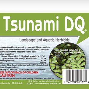 Tsunami DQ Aquatic Herbicide- Quart - 37.3 Percent Diquat Dibromide – Concentrated Aquatic Weed Killer for Lakes and Ponds - Duckweed, Watermeal, Curly Leaf, Pondweed & Many More