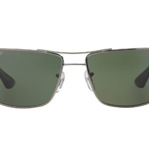 Ray-Ban RB3492 Rectangular Sunglasses, Gunmetal/CRYstal Green Polarized, 62 mm