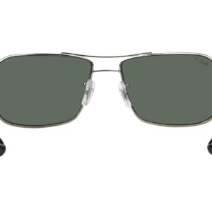 Ray-Ban RB3492 Rectangular Sunglasses, Gunmetal/CRYstal Green Polarized, 62 mm