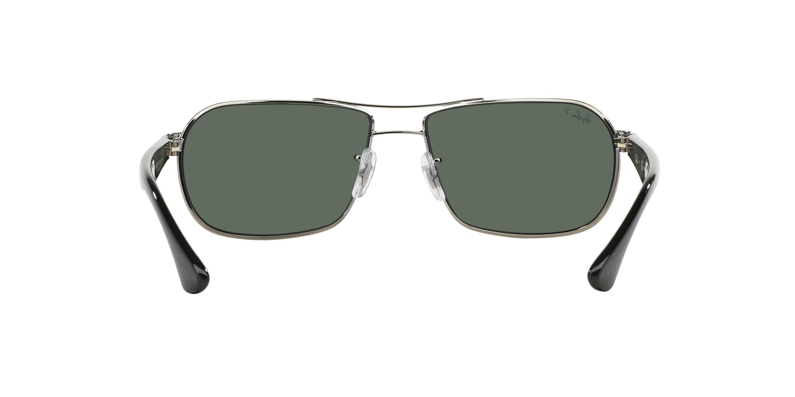 Ray-Ban RB3492 Rectangular Sunglasses, Gunmetal/CRYstal Green Polarized, 62 mm