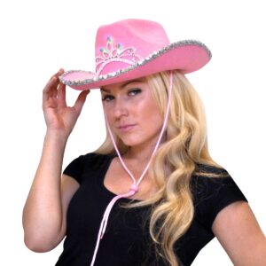 flashingblinkylights light up country western pink cowgirl hat