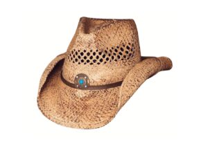 bullhide montecarlo anytime vented raffia western hat with turquoise bead concho small/medium