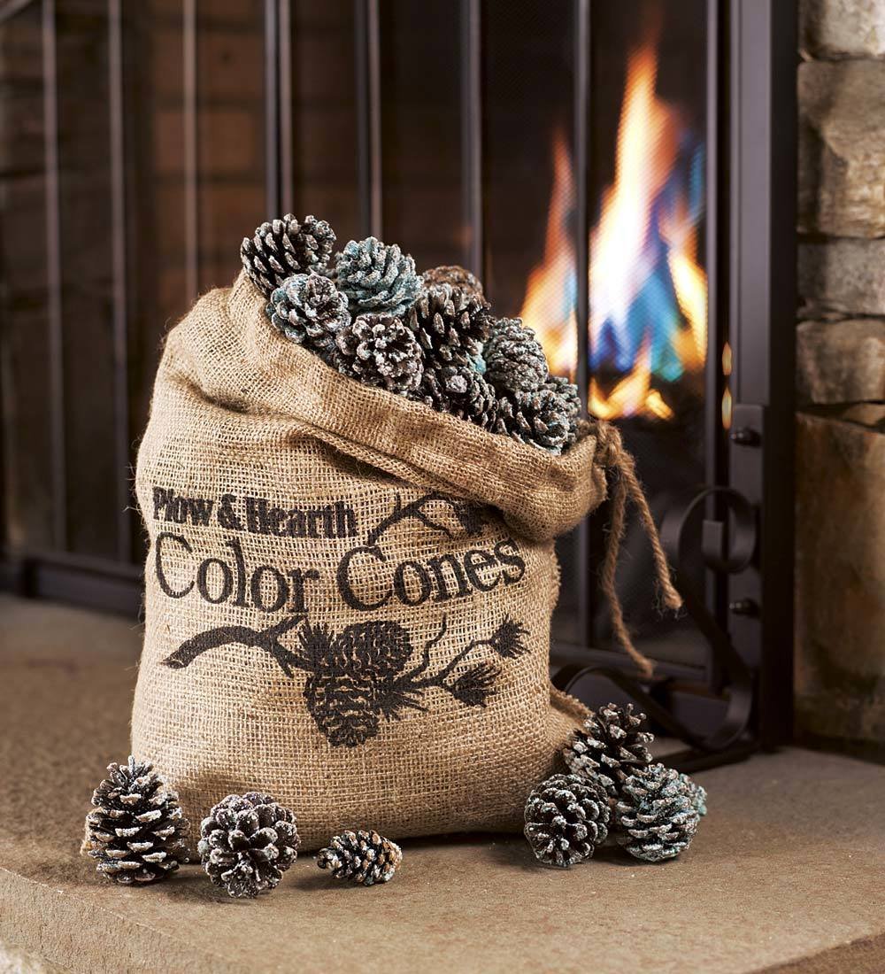 Plow & Hearth Flame Color Changing Pine Cones Fireplace Accessory