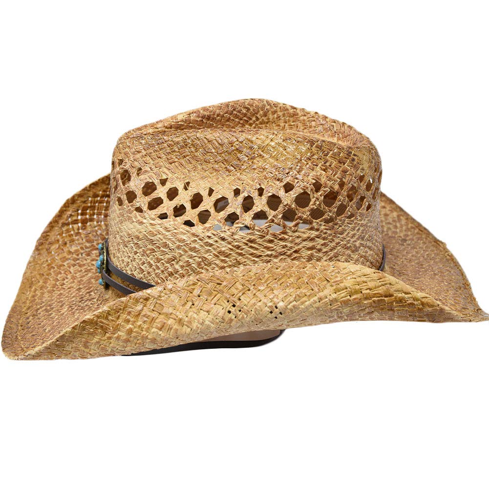 Bullhide Montecarlo Anytime Vented Raffia Western Hat with Turquoise Bead Concho Small/Medium