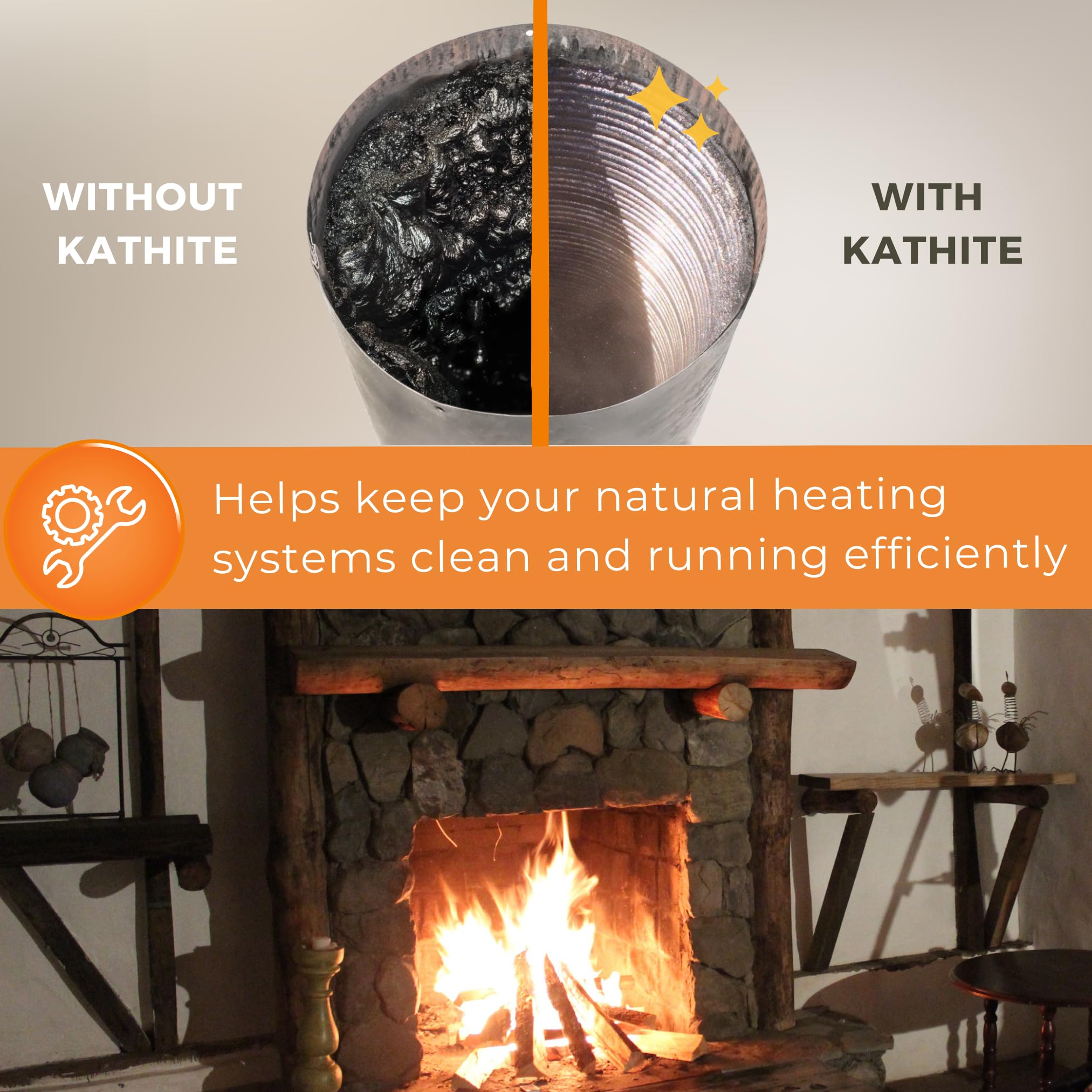 KABIN Kathite Chimney Sweep Cleaner 2LB - Fireplace Chimney Cleaning Kit - Creosote Remover for Wood Stoves - Creosote Destroyer Better Than Fire Logs