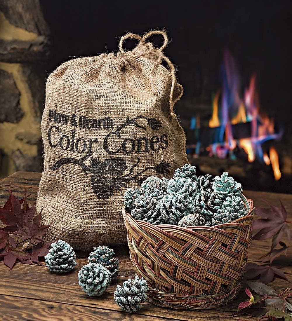 Plow & Hearth Flame Color Changing Pine Cones Fireplace Accessory