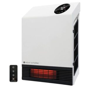 heat storm deluxe space 1000 watt infrared wall mount electric heater, white