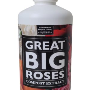 Great Big Roses – Soil and Rose Fertilizer Booster to Grow The Best Roses and Flowers; Rose Food Compost Extract for Rose Bush, 32 Ounce Concentrate (Makes 8 Gallons)