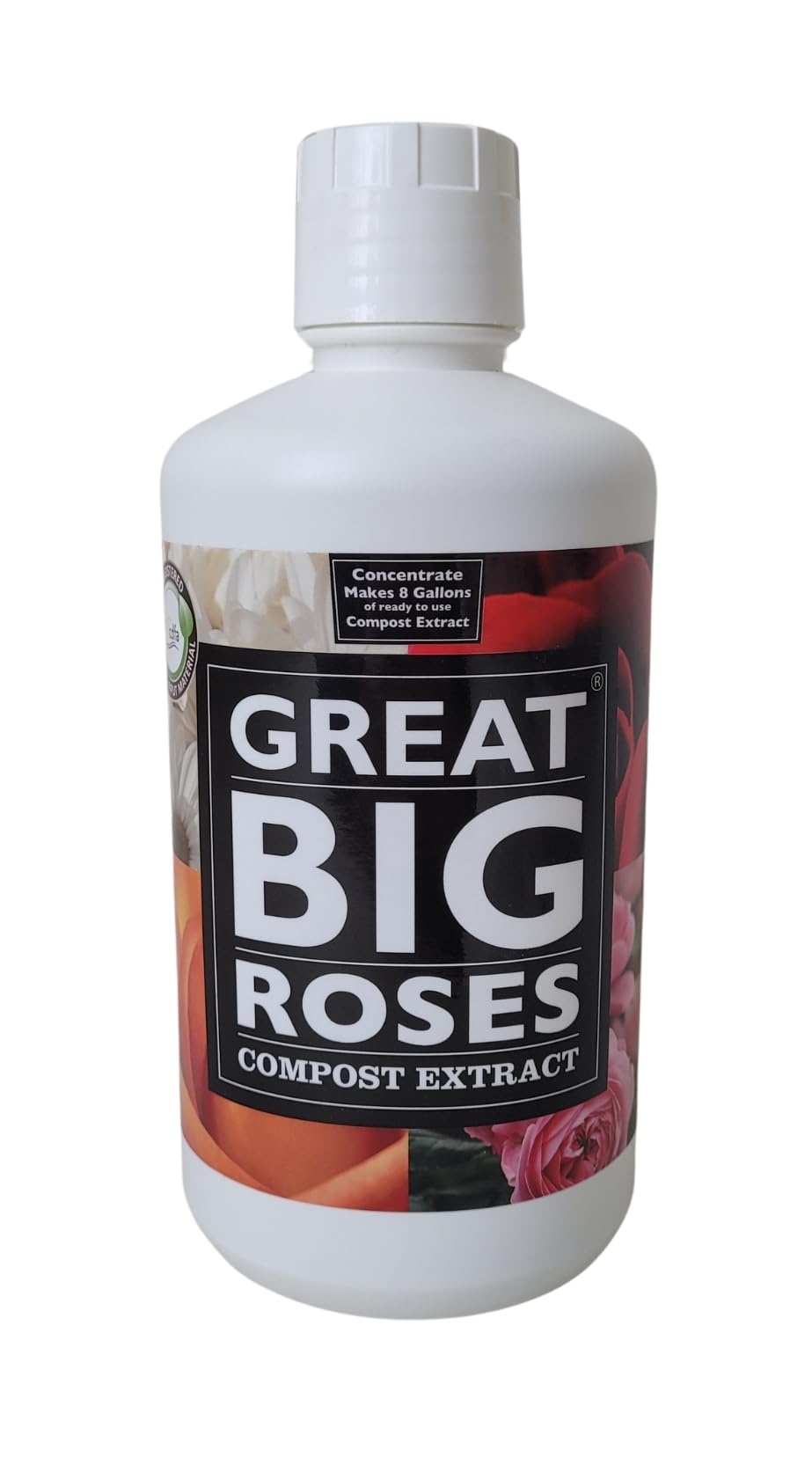 Great Big Roses – Soil and Rose Fertilizer Booster to Grow The Best Roses and Flowers; Rose Food Compost Extract for Rose Bush, 32 Ounce Concentrate (Makes 8 Gallons)