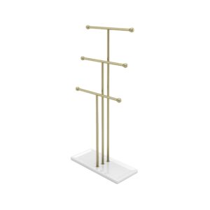 umbra trigem hanging jewelry organizer tiered tabletop free standing necklace holder display, white/gold