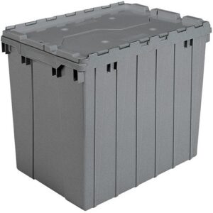 akro-mils attached lid totes - 21-1/2x15x17" - gray - lot of 3