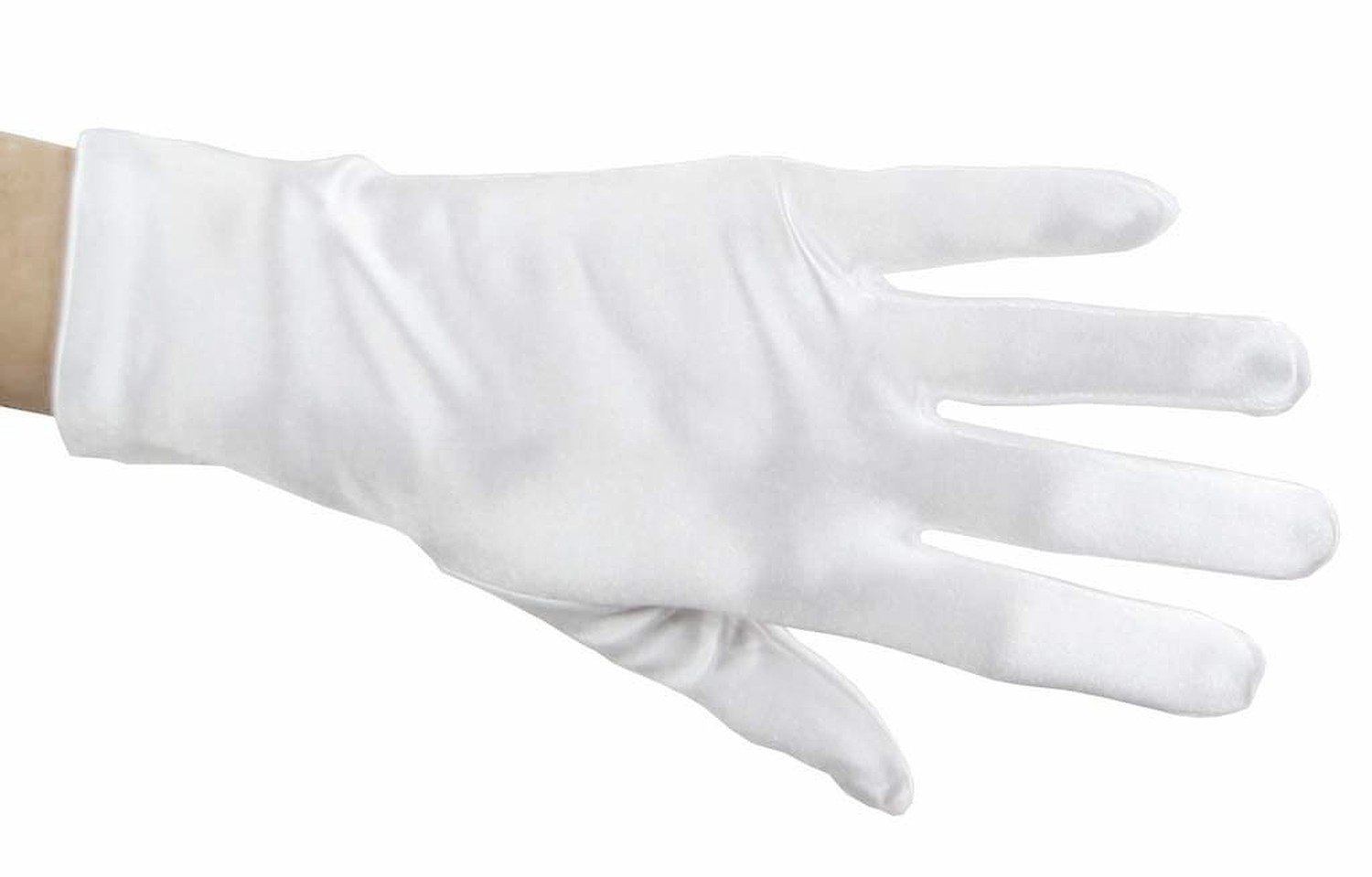 ZAZA BRIDAL Shiny Stretch Satin Dress Gloves Wrist Length 2BL-White