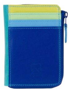 mywalit small zip purse - leather, multi-color, 3 card, id window, coin pocket