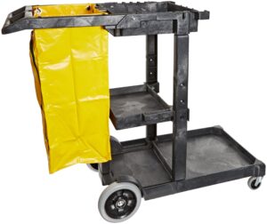 impact 6850 janitor's cart with 25-gallon yellow vinyl bag, polyethylene, 48" length x 20-1/2" width x 38" height, gray