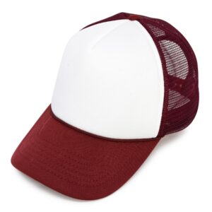 dalix blank hat two tone summer mesh cap in maroon and white trucker hat