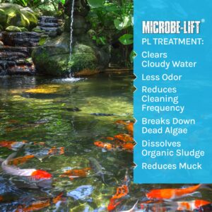 microbe-lift pl pond bacteria and outdoor water garden cleaner, safe for live koi fish, plant life, and decor, 1 gallon