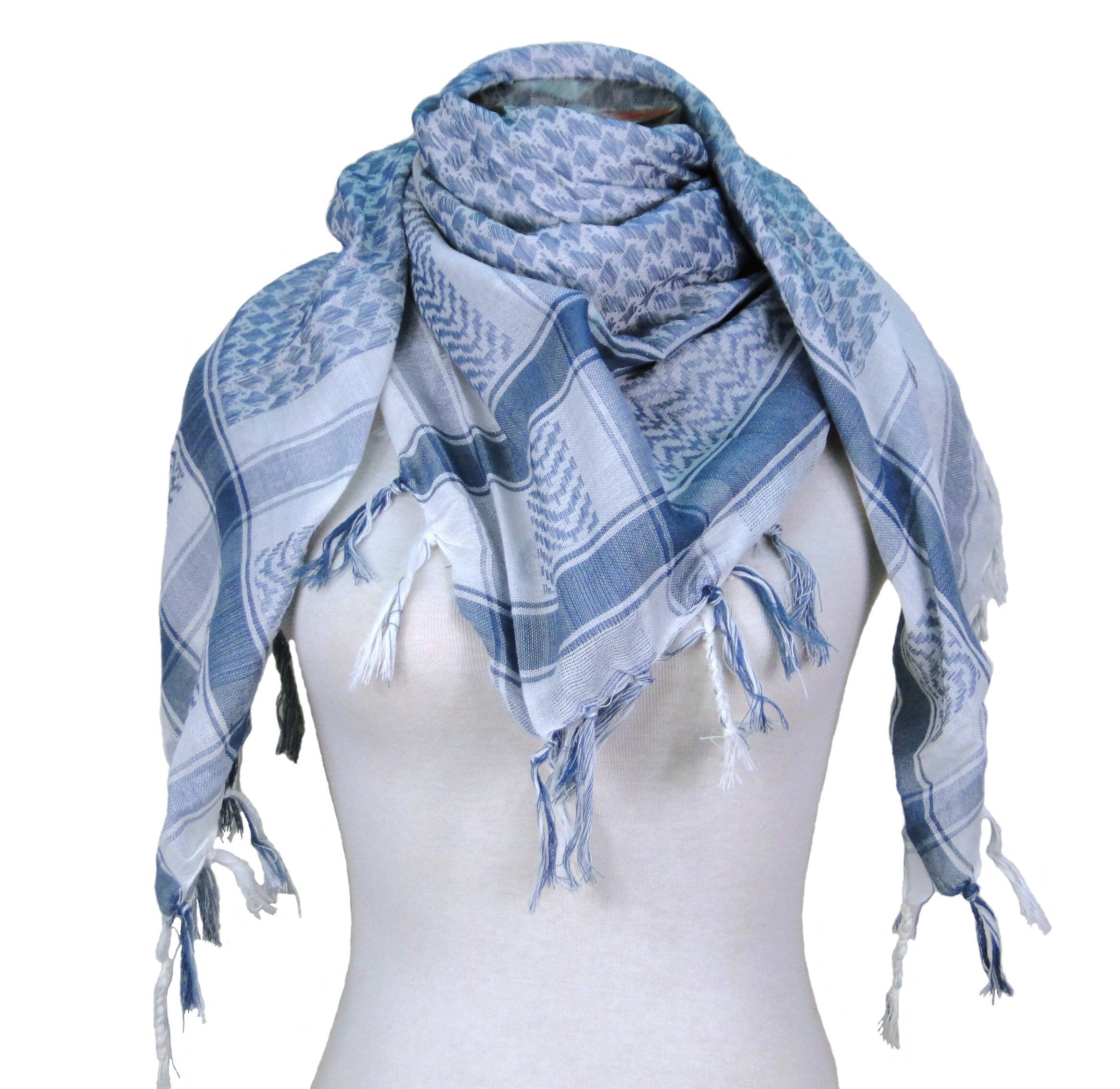 Tapp Collections Premium Shemagh Head Neck Scarf - White/Blue