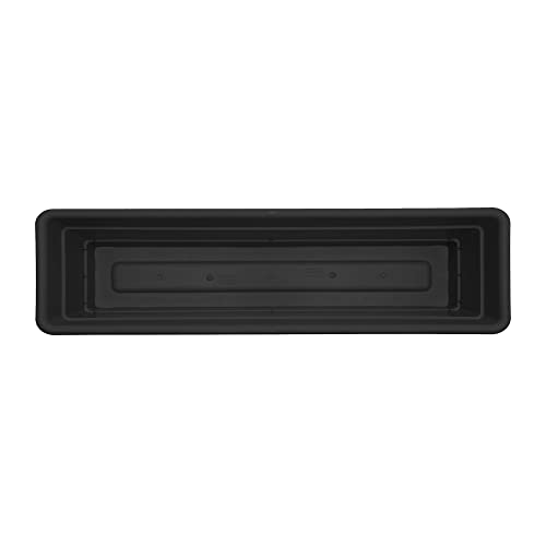 Bloem Dura Cotta Window Box Planter: 24" - Black - with Tray, Weatherproof Resin Box, Removable Tray for Indoor & Outdoor Use, Gardening, 3 Gallon Capacity