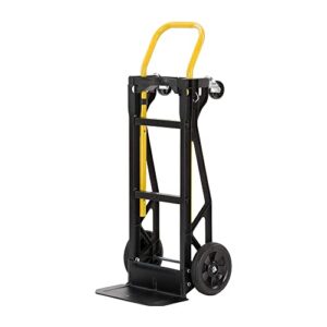 harper trucks heavy duty nylon frame convertible hand truck dolly cart with adjustable telescopic frame and pneumatic wheels, black