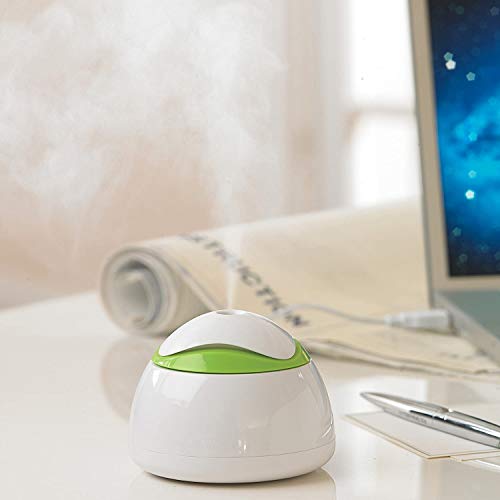 HealthSmart Travel Mate Personal Ultrasonic Small Personal Cool Air Mist USB Compact Travel Humidifier, Relief for Dry Skin, Compact and Personal, Quiet, Filter Free, FSA Eligible Humidifier, White