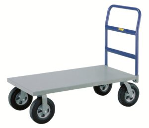 little giant nbb-3672-10sr steel deck cushion-load platform truck with 10" puncture-proof rubber tires, 1500 lbs capacity, 72" length x 36" width