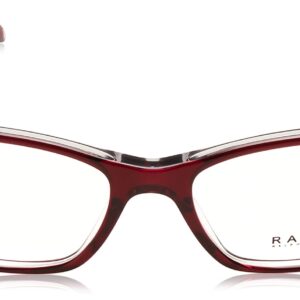 Ralph by Ralph Lauren Women's RA7039 Square Prescription Eyewear Frames, Shiny Transparent Red/Demo Lens, 53 mm