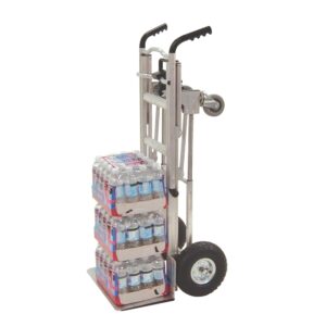 COSCO 3-in-1 Assist Series Aluminum Hand Truck/Cart with Flat Free Wheels, 800 lb/1000 lb Capacity, Silver