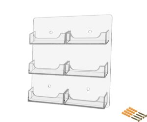 marketing holders wall business card holder with hanging hardware for 3.5" x 2" horizontal gift or appointment cards 6 pocket clear acrylic take one id badge display rack