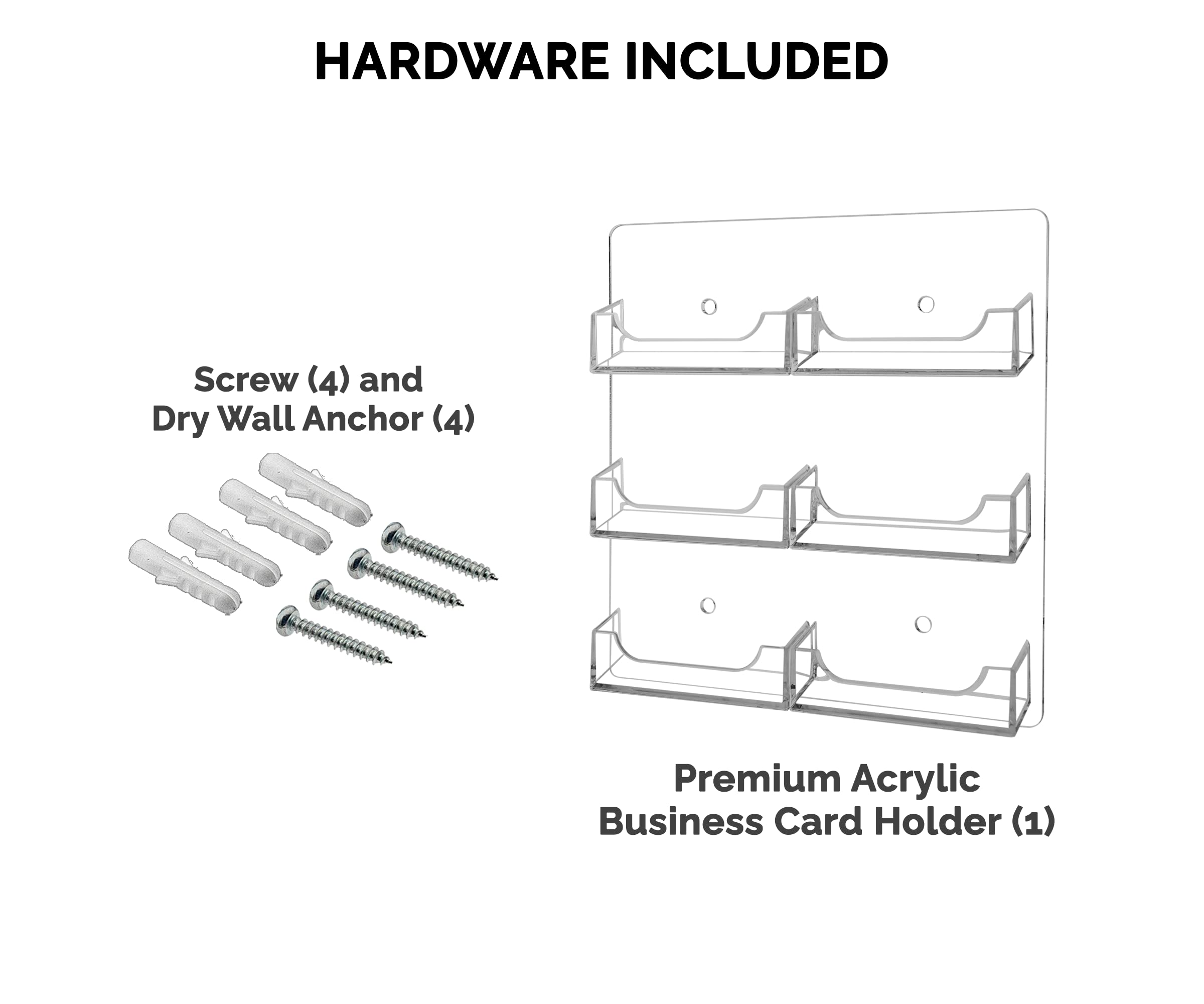 Marketing Holders Wall Business Card Holder with Hanging Hardware for 3.5" x 2" Horizontal Gift or Appointment Cards 6 Pocket Clear Acrylic Take One ID Badge Display Rack