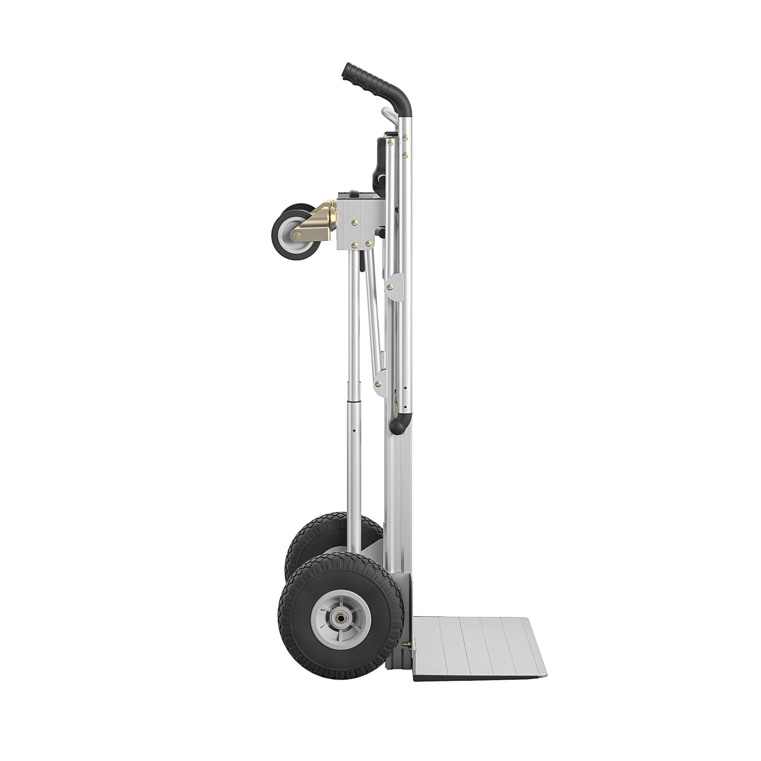 COSCO 3-in-1 Assist Series Aluminum Hand Truck/Cart with Flat Free Wheels, 800 lb/1000 lb Capacity, Silver