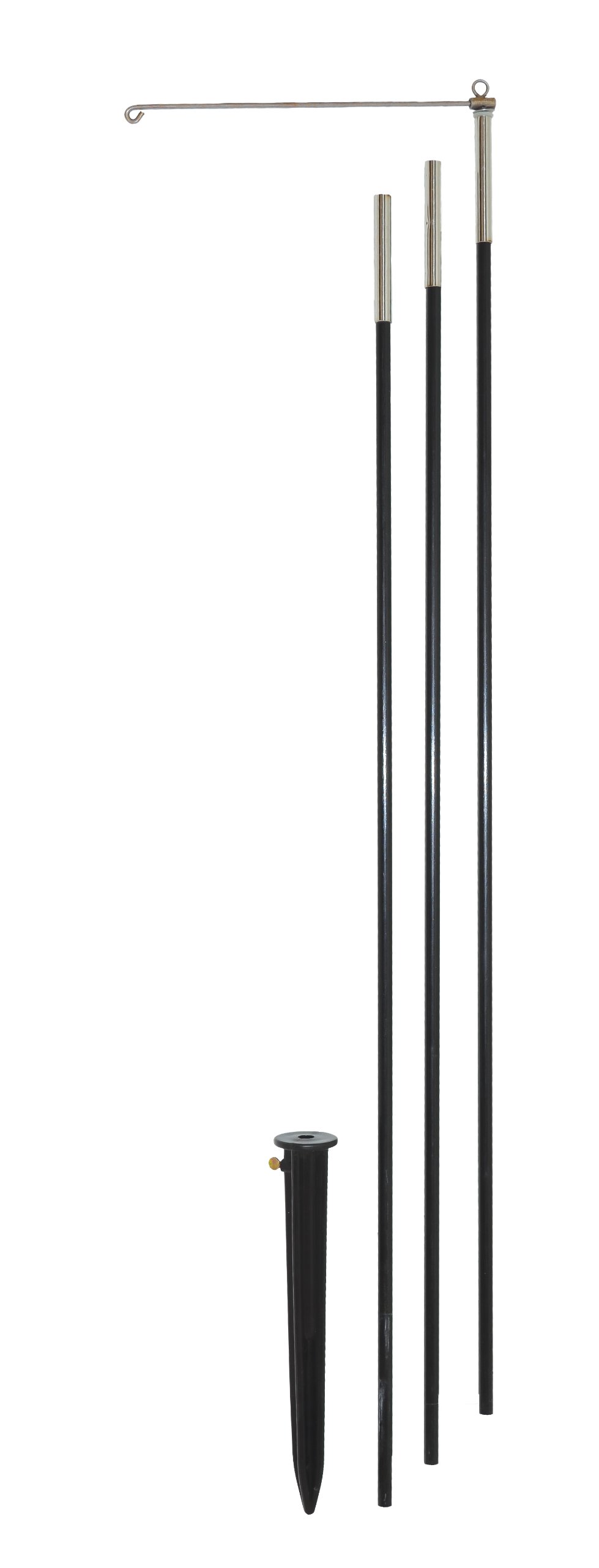 In the Breeze 4878 — 3-Section Heavy Duty 10 Foot Pole - Swiveling Eyelet at Top with Detachable Swiveling Arm - Heavy Duty Ground Stake Included