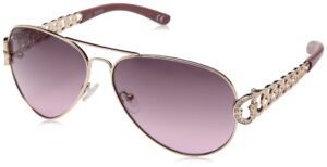 guess women's metal aviator sunglasses, rgld-45, 63 mm