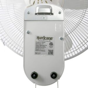 Hurricane Wall-Mount Fan, Quiet 90-Degree Oscillating Fan with 3 Speeds, 16" Classic