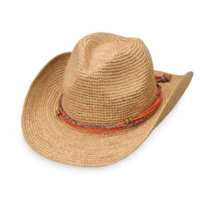 wallaroo women’s catalina cowboy (natural) – wide brim, natural fiber, adjustable, for medium/large size, festival hat, beach hat, sustainable fashion, eco-friendly, uv sun protection