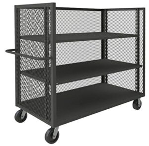 durham 14 gauge steel 3-sided mesh truck, 3st-ex3060-2as-95, 2 shelves, 2000 lbs capacity, 30-3/8" length x 60-1/2" width x 56-7/16" height