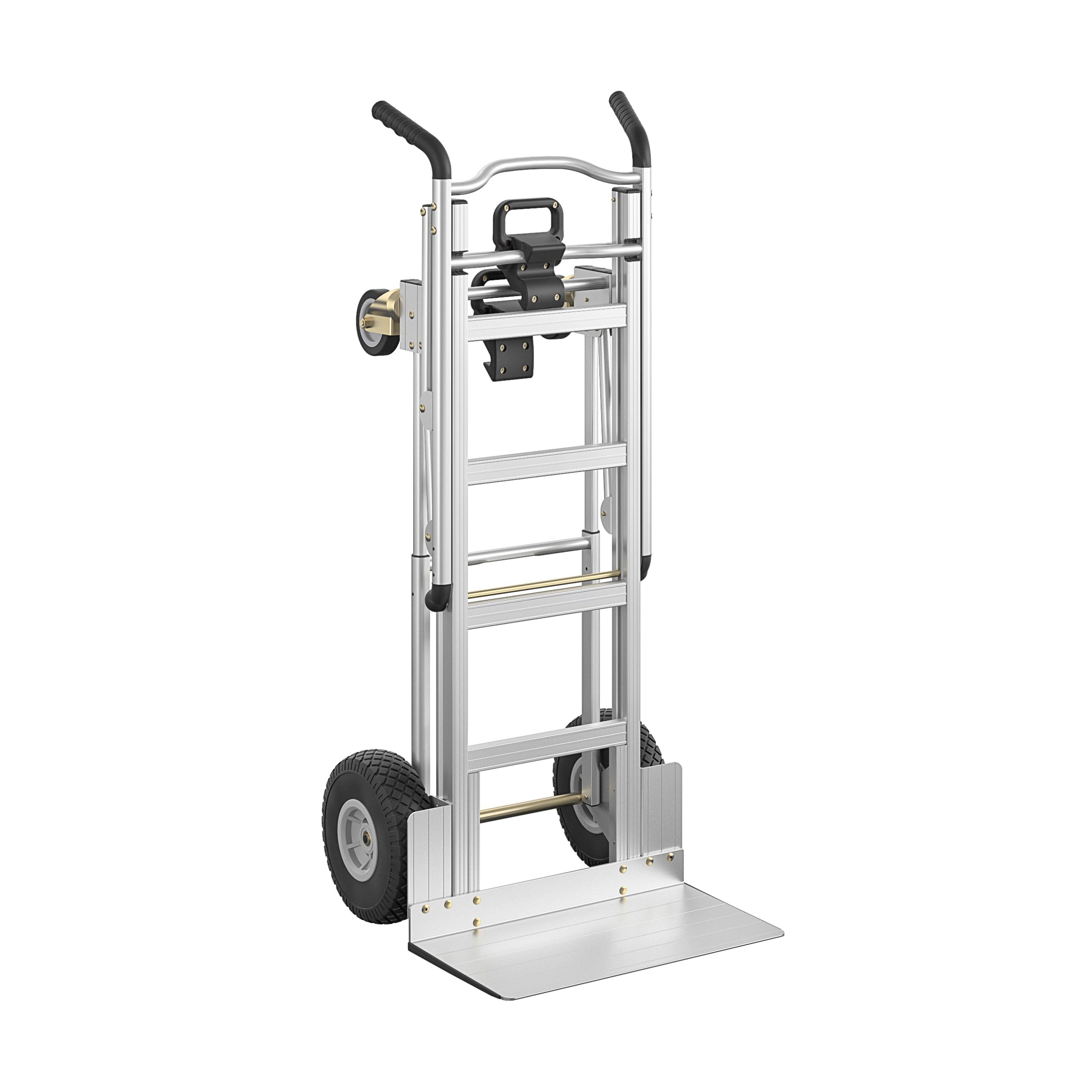 COSCO 3-in-1 Assist Series Aluminum Hand Truck/Cart with Flat Free Wheels, 800 lb/1000 lb Capacity, Silver