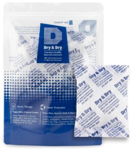 dry & dry 50 gram [10 packets] silica gel packets desiccants, silica packets - rechargeable silica gel packs, moisture absorbers, desiccants packets, silica gel