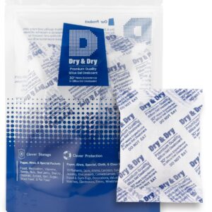 Dry & Dry 50 Gram [10 Packets] Silica Gel Packets Desiccants, Silica Packets - Rechargeable Silica Gel Packs, Moisture Absorbers, Desiccants Packets, Silica Gel