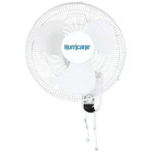 hurricane wall-mount fan, quiet 90-degree oscillating fan with 3 speeds, 16" classic