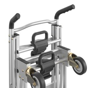 COSCO 3-in-1 Assist Series Aluminum Hand Truck/Cart with Flat Free Wheels, 800 lb/1000 lb Capacity, Silver