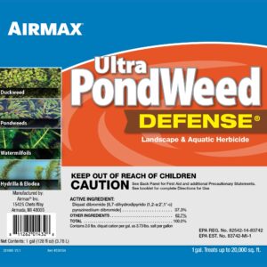 Airmax Ultra Pondweed Defense Aquatic Weed & Plant Killer, Easy Spray Application to Clean & Clear Large Pond & Lake Water, Liquid Treatment Control Concentrate, Fish Safe, 1 Quart