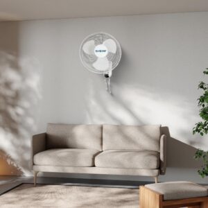 Hurricane Wall-Mount Fan, Quiet 90-Degree Oscillating Fan with 3 Speeds, 16" Classic