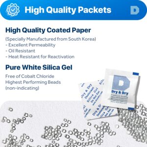 Dry & Dry 1 Gram [200 Packets] Silica Gel Packets Desiccants Silica Gel Packs - Food Safe Silica Packets Silica Gel Desiccant Packs for Storage