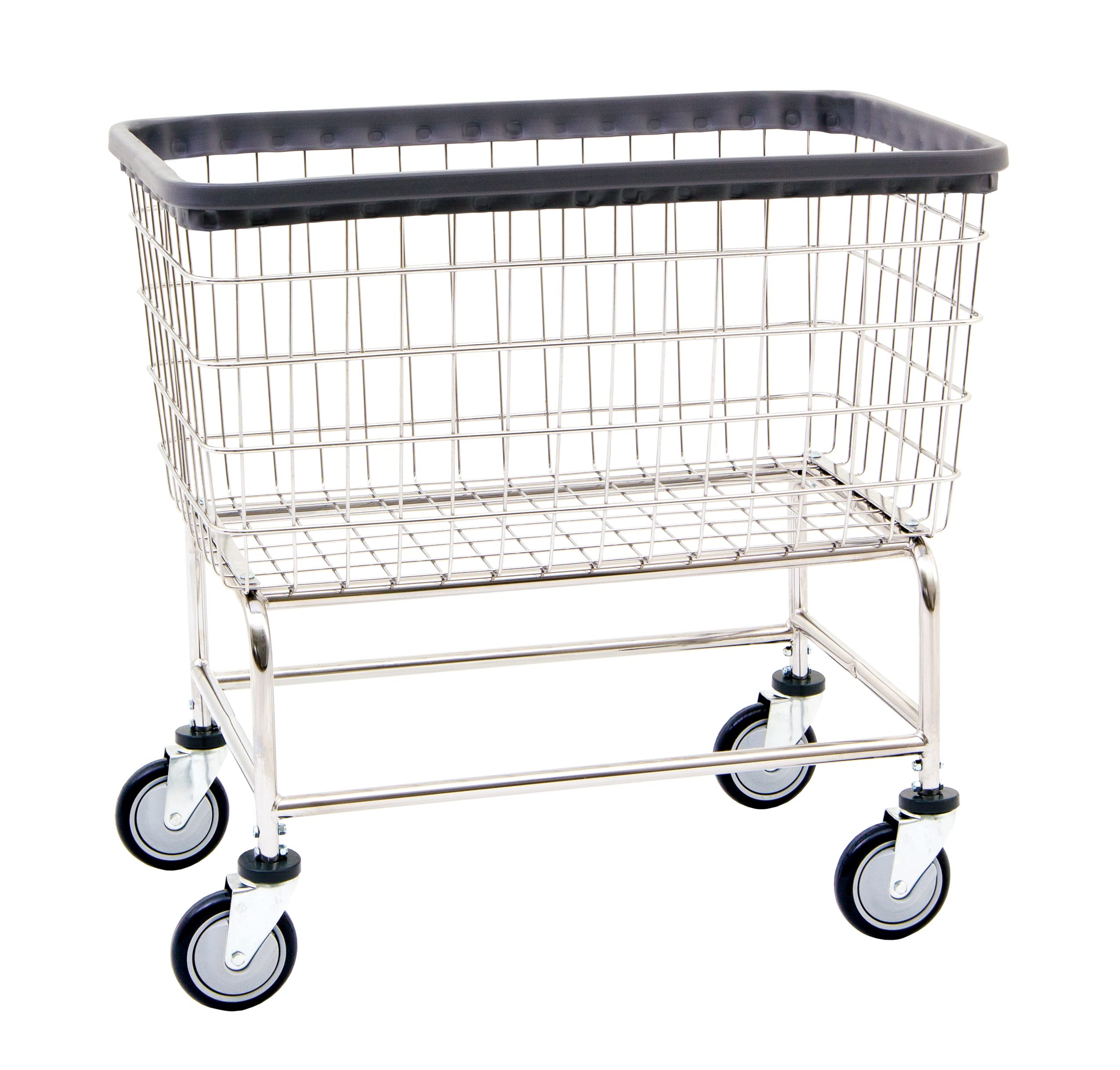 R&B Wire® 200F Extra Large Heavy Duty Wire Laundry Cart | 4.5 Bushel | Steel Frame with Chrome Finish | Commercial Laundry Basket | Industrial Bumper | 5" Clean Wheel System™ Casters