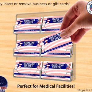 Marketing Holders Wall Business Card Holder with Hanging Hardware for 3.5" x 2" Horizontal Gift or Appointment Cards 6 Pocket Clear Acrylic Take One ID Badge Display Rack